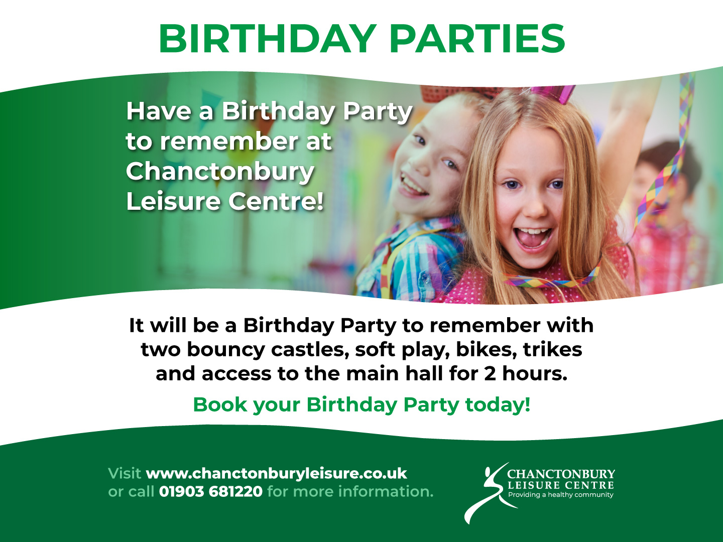 Children's birthday parties - Chanctonbury Leisure Centre